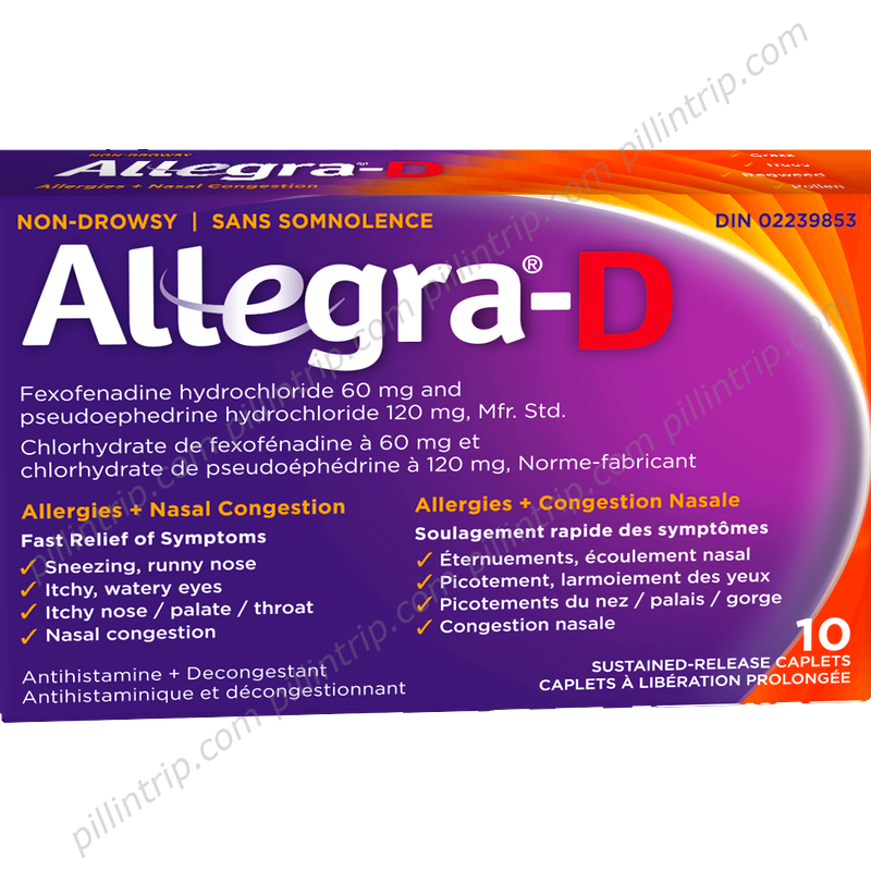 Allegra D (Fexofenadine_Pseudoephedrine) : Uses, Side Effects ...