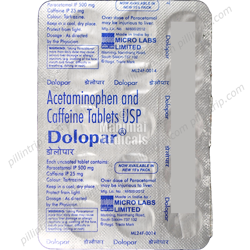 Dolopar TAB : Uses, Side Effects, Interactions, Dosage / Pillintrip