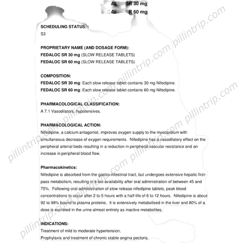 Fedaloc SR : Uses, Side Effects, Interactions, Dosage / Pillintrip